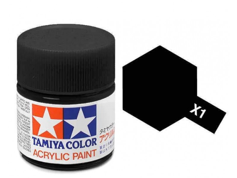 Tamiya Acrylic Mini X-1 Black (Gloss) - 10ml Jar | TAM81501 | Tamiya