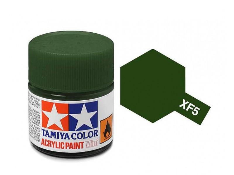 Tamiya Acrylic Mini XF-5 Flat Green - 10ml Jar | TAM81705 | Tamiya